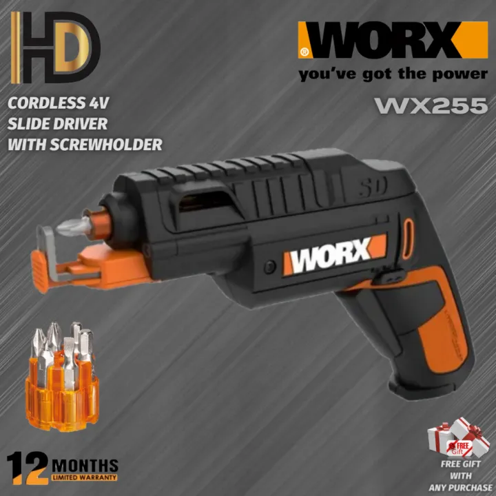 WORX WX255 4V Cordless 3D Slide Driver With Screw Holder / Screwdriver ...