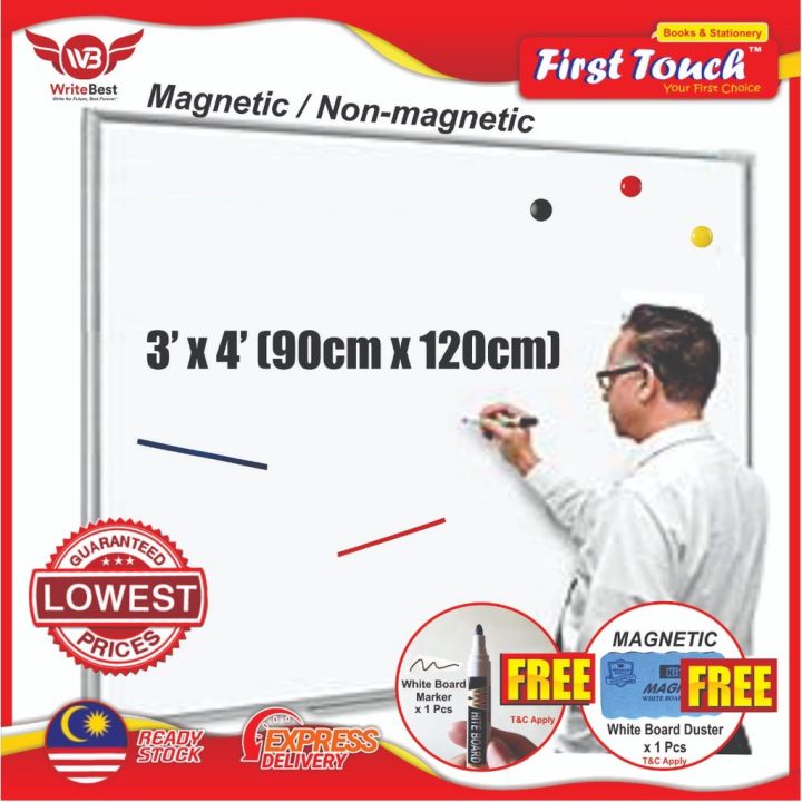Magnetic / Non Magnetic White Board / Whiteboard Aluminium Frame (2' x ...