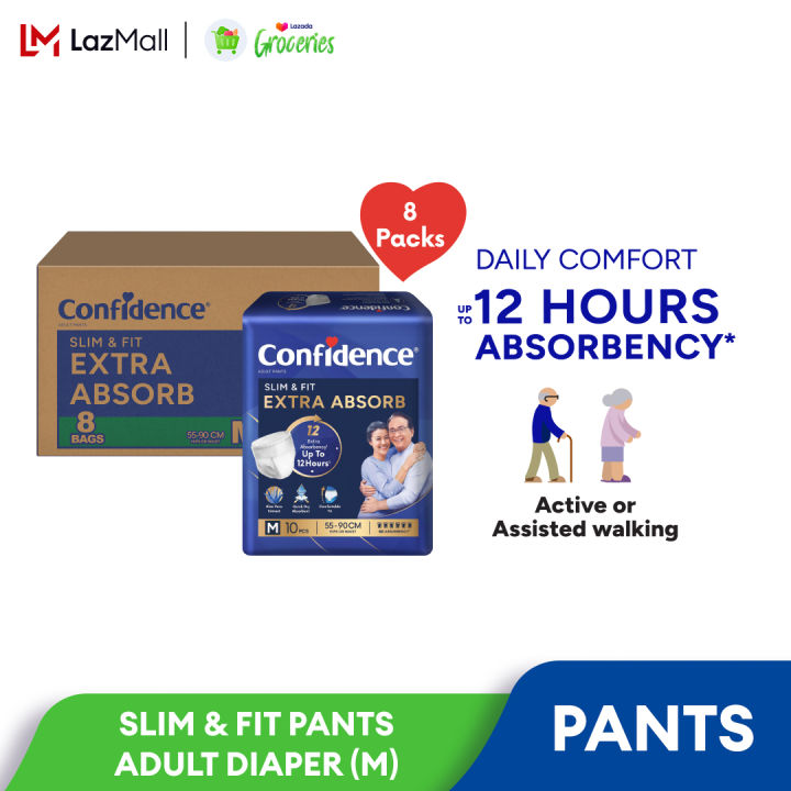 CONFIDENCE Extra Absorb Pants Adult Diaper M10/ L8/ XL6 (8 Packs) | Lazada