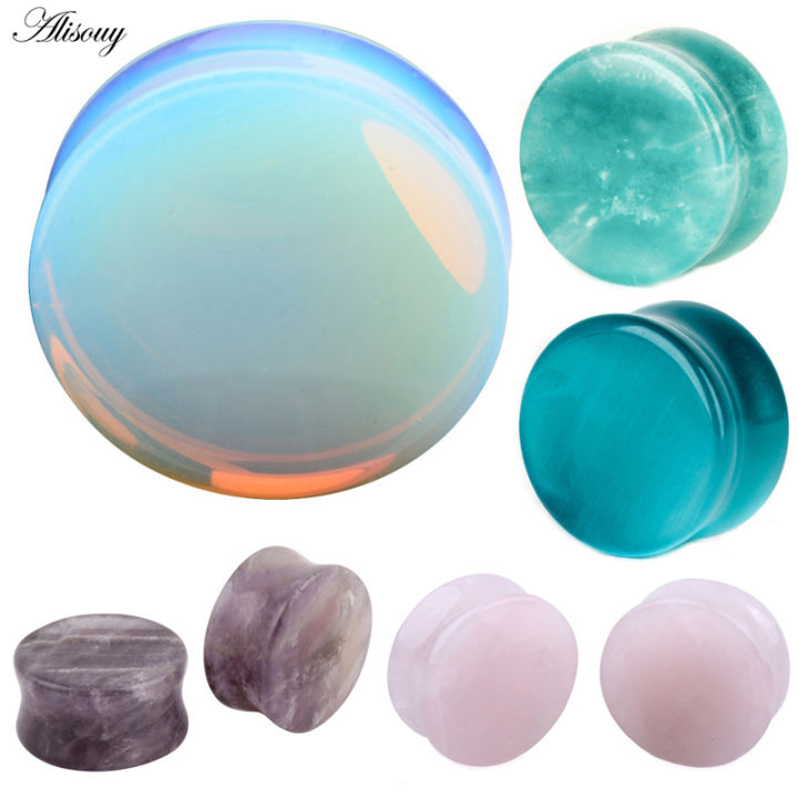 Alisouy 2pcs Ear Expander Ear Piercing Opalite Stone Ear Plugs Tunnels Gauges Expander Body ...