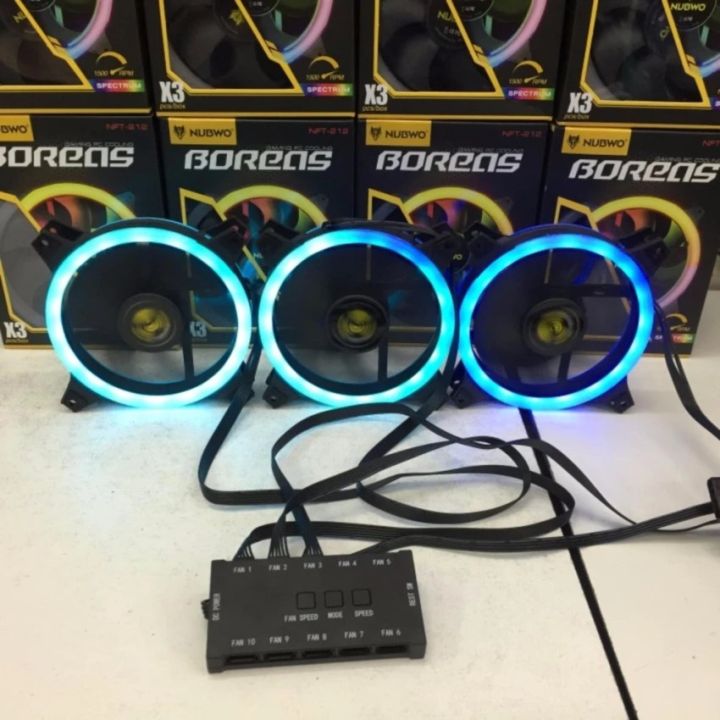 NUBWO nft-212 Riing พัดลม เคส FAN CASE 12 cm RGB LED FAN Concentric Circular เเพ็ก 3 มี ...