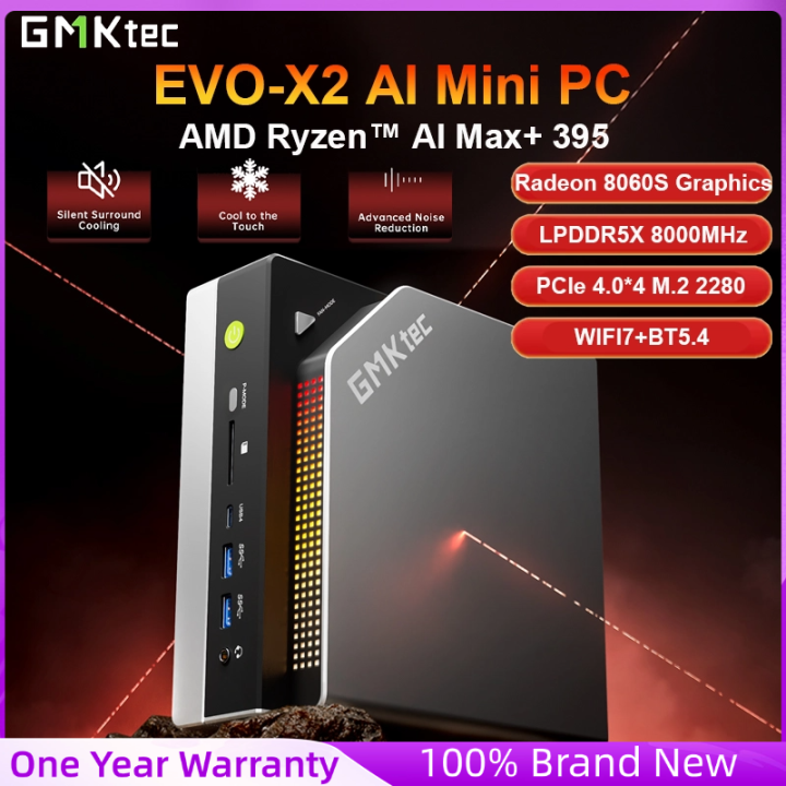 GMKTec EVO-X2 AMD Ryzen Al Max+ 395 Mini PC Windows 11 Pro LPDDR5 128GB 2TB PCle 4.0 NVMe Wif7 ...