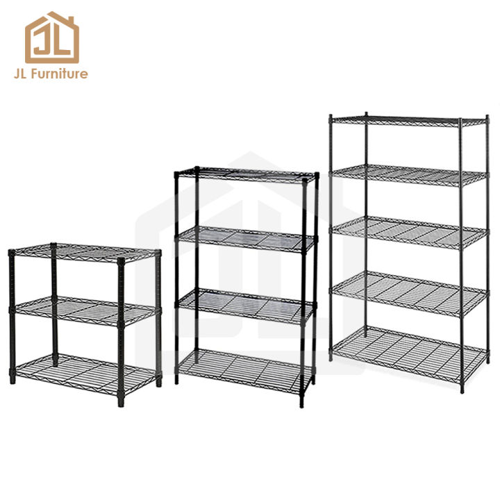 JL Furniture 3 / 4 / 5 Tier Metal Wire Shelf Multipurpose Adjustable ...