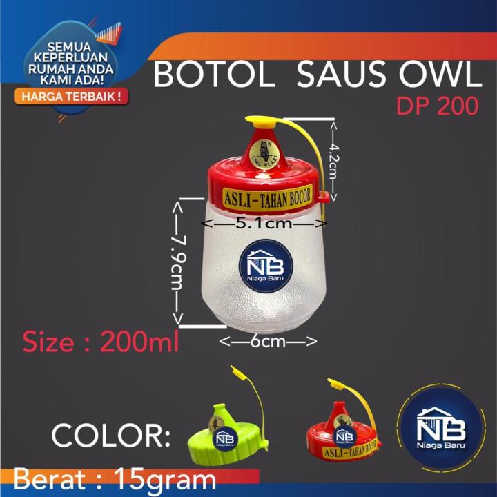 Botol Saus DP OWL 200 ml Botol Kecap Botol Saos Botol Mayonaise Botol ...