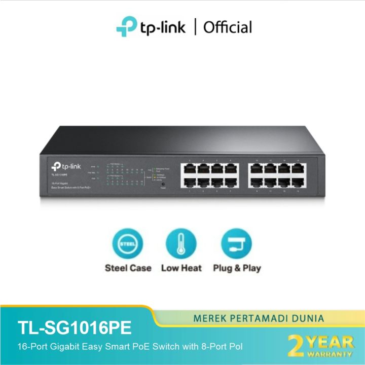 TP-LINK TL-SG1016PE 16-Port Gigabit Easy Smart PoE Switch with 8-Port PoE+, IGMP Snooping, Web ...