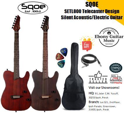 SQOE SETL800 Telecaster Design Silent Acoustic/Electric Steel String ...