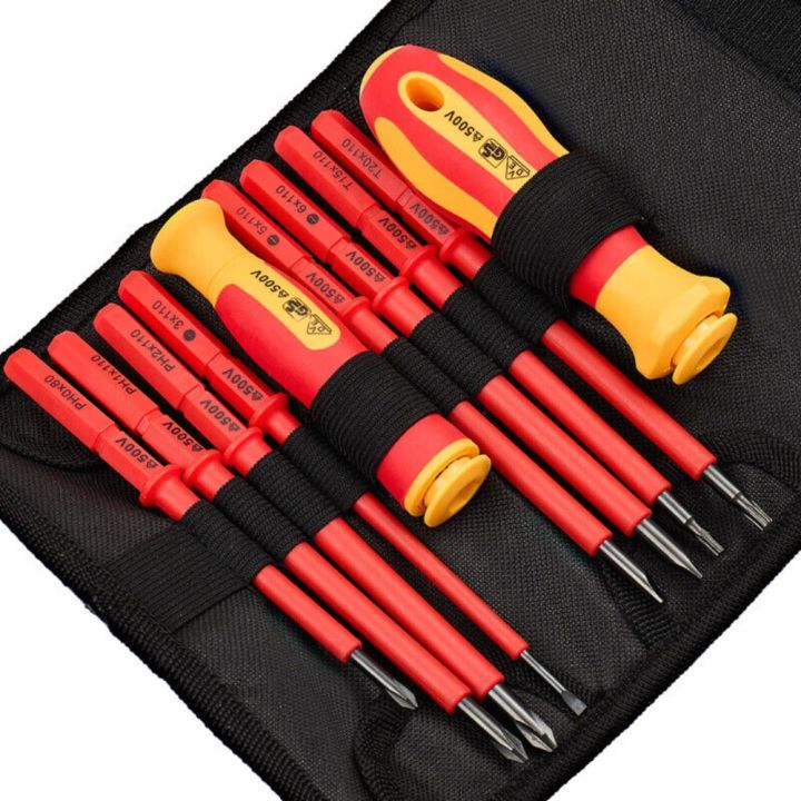 GOODOO 10Pcs/set Dismountable ไขควงไฟฟ้าหุ้มฉนวน เครื่องมือสำหรับมือ ...