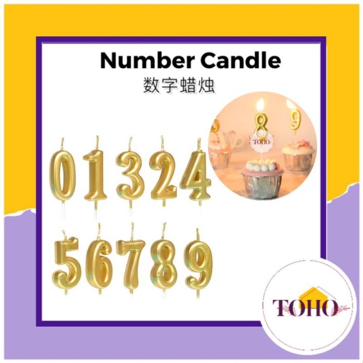 Premium Gold Color Candle Number Candle Birthday Party Celebration ...