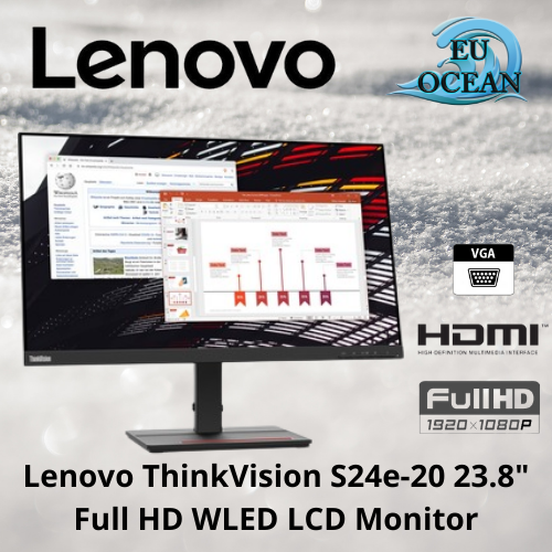 Lenovo ThinkVision S24e-20 23.8" Full HD WLED LCD Monitor | Lazada