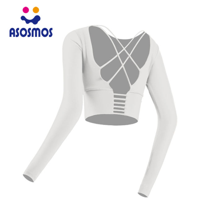Asm Womens Padded Sports Top Long Sleeve Strappy Backless Workout Tops With Thumb Hole Lazada
