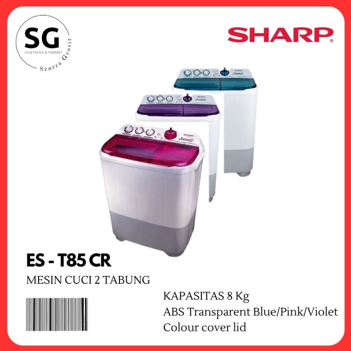 SHARP MESIN CUCI 2 TABUNG 8 KG EST-85CR ES T85CR 8 KG 2 NEW SUPER ...