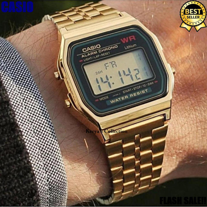 Casio F-91W WR MRW Black Dial Gold Stainless Steel Watch for Men Watch for Women(Gold) | Lazada PH