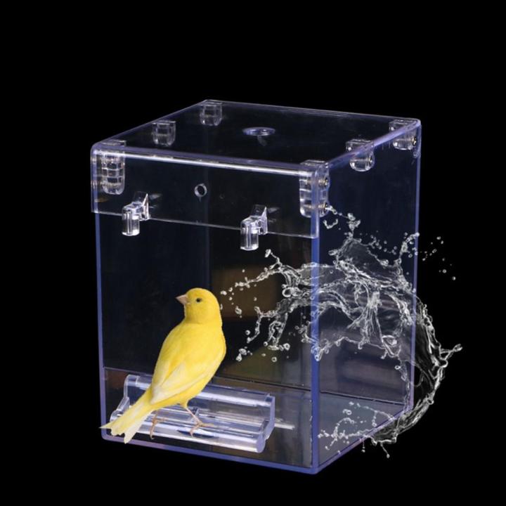 GGTU Pet Budgies No-Leakage Shower Hanging Transparent Birdbath Parrot ...