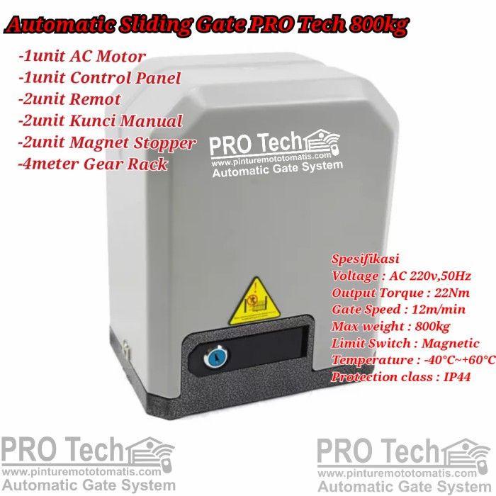 AUTOMATIC SLIDING GATE PRO TECH 800 MESIN PINTU PAGAR GERBANG OTOMATIS ...