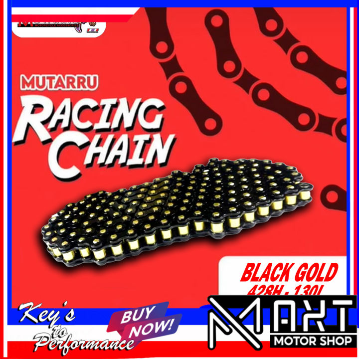 MUTARRU COLORED CHAIN BLACK GOLD 428 130L MOTORCYCLE CHAIN / KADENA ...