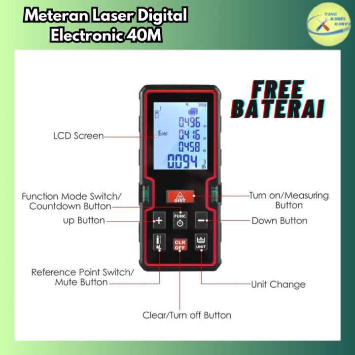Meteran Laser Digital Electronic Accuracy Ruler Infrared 40M KE40S ...