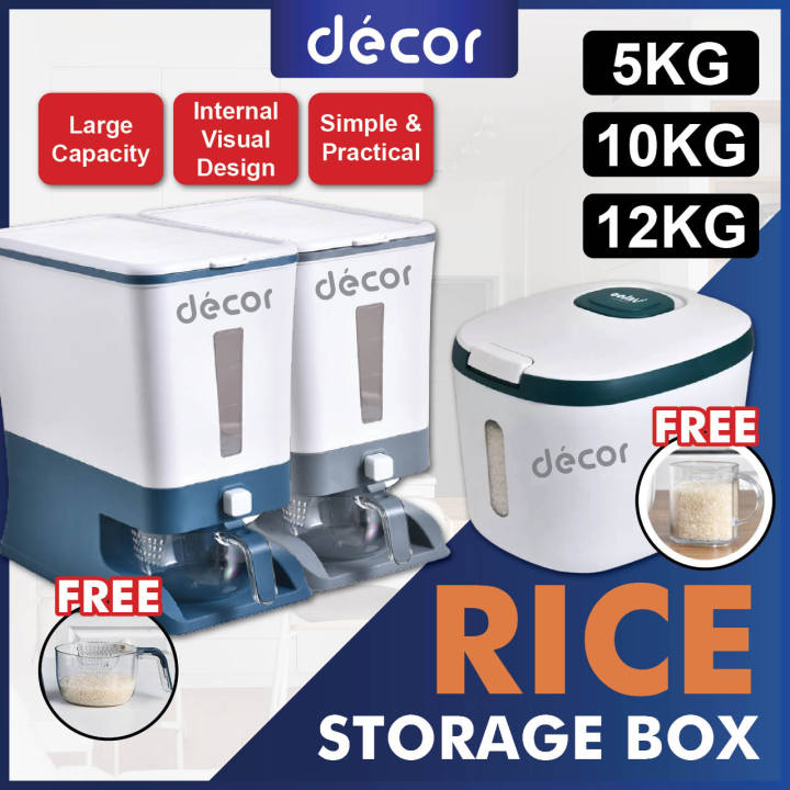 Rice Storage Rice Dispenser 5KG 10KG 12KG Container Moisture Proof ...