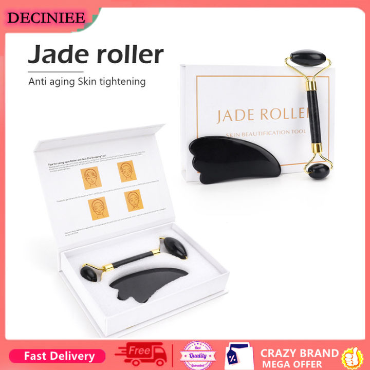 DECINIEE Obsidian Jade Roller Set Anti Wrinkles Face Lift Guash ...