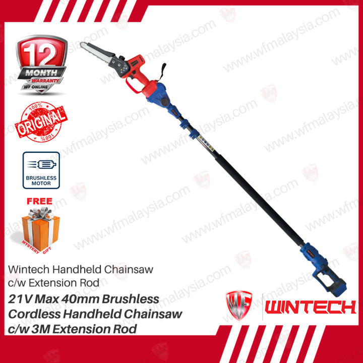 Wintech 21V Max 8'' Cordless Brushless Handheld Chainsaw c/w 4.0Ah Battery, Charger & 3M ...