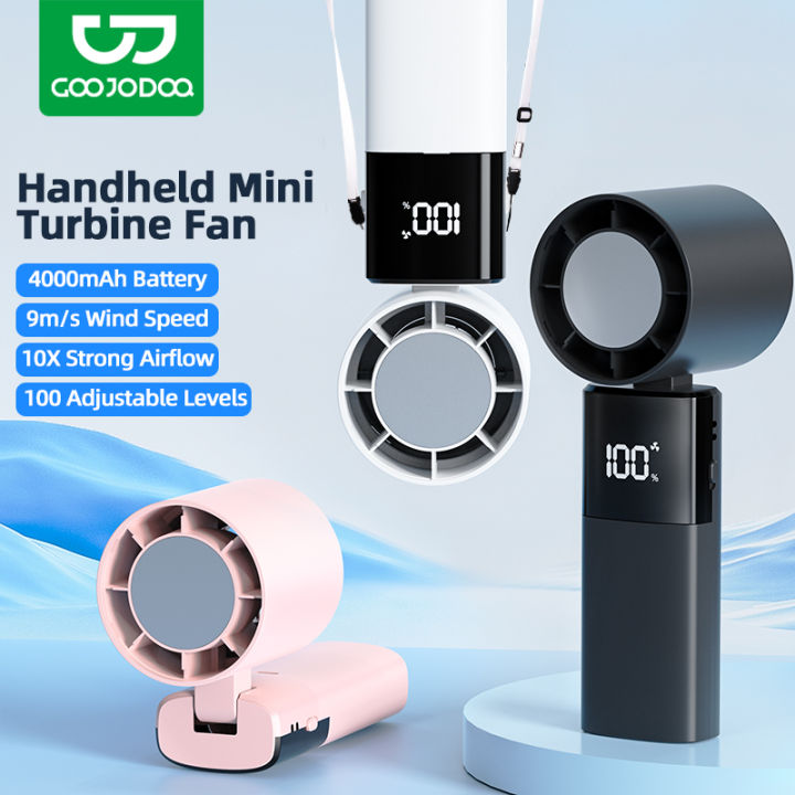 GOOJODOQ Mini Fan Rechargeable Portable Handheld 4000mAh USB Fan Pocket ...