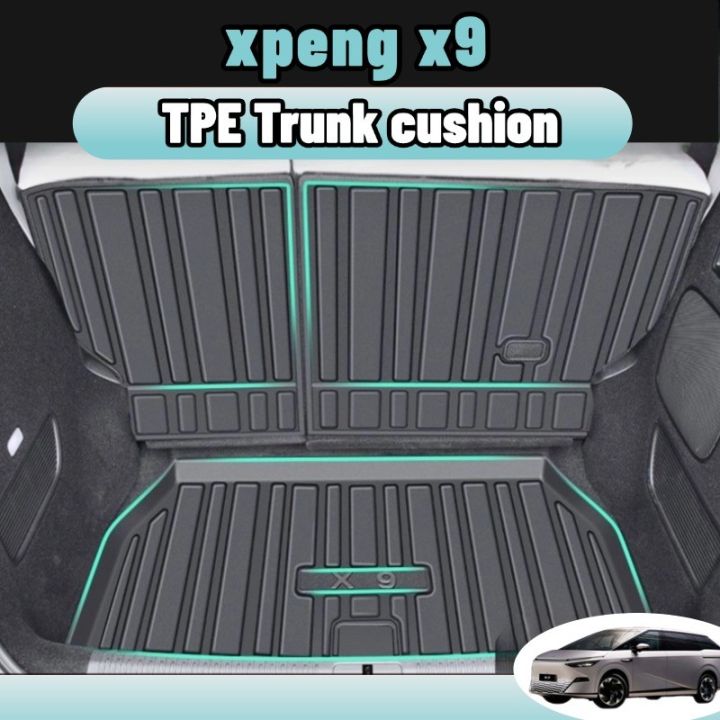 Xpeng x9 แผ่นรองกระโปรงท้ายรถ วัสดุ TPE boot tray กันน้ำ-กันลื่น ทนรอยขีดข่วน อุปกรณ์จัดเก็บของ ...