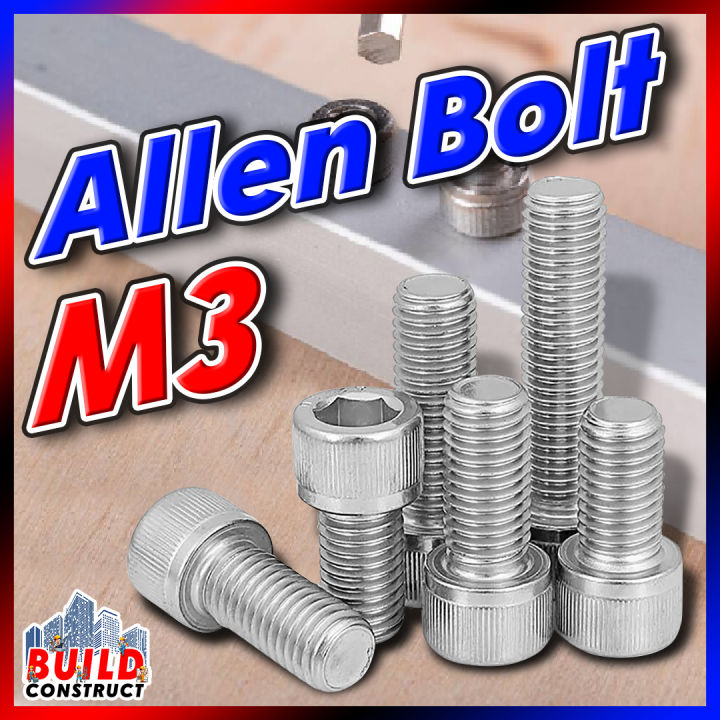 5PCS M3 Allen Bolt 304 Stainless Steel 3mm Thread Socket Head Cap Screw ...