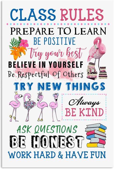 Flamingos Calss Rules Prepare To Learn Motivational Poster Idea For ...