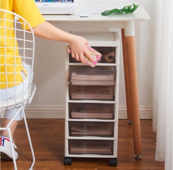 6 Tier A4 Paper Storage Drawer with Wheels Roller Under Table Document ...