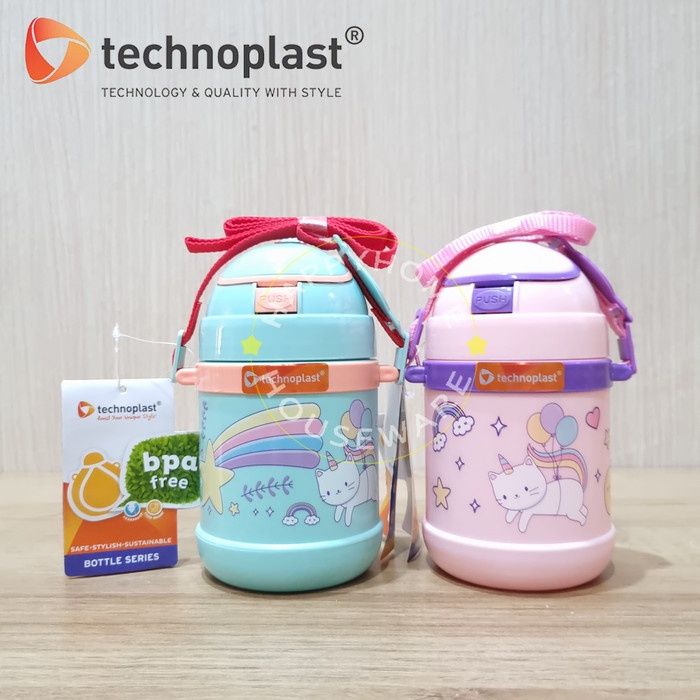 TECHNOPLAST Howdy Cat Bottle Sport 560ml | Botol Air Sedotan + Tali ...