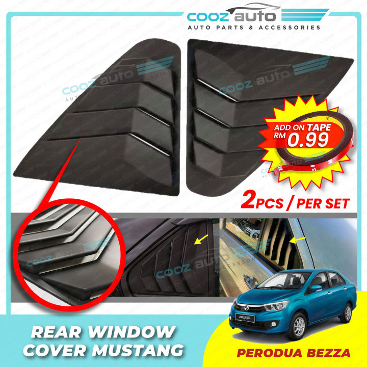 Perodua Bezza Mustang Black Rear Window Cover Side Louver Protector ...