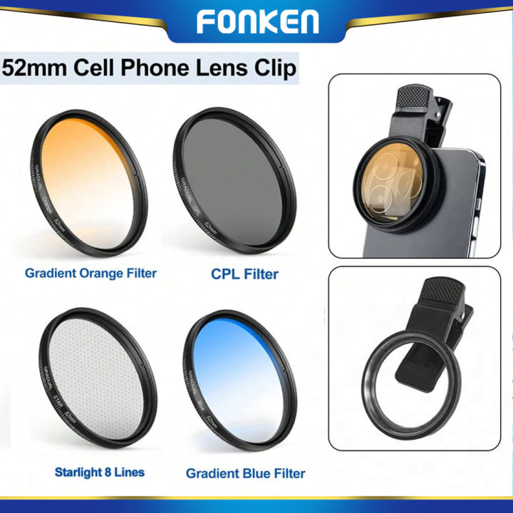 FONKEN Universal Adjustable 52mm Phone Camera Lens Clip CPL Starlight 8 ...