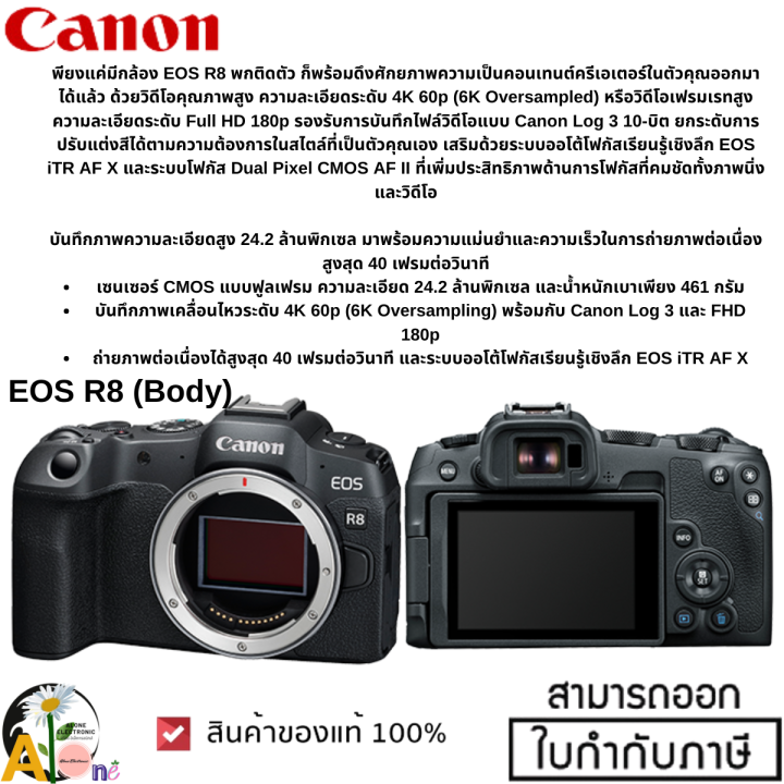 Canon EOS R8 Mirrorless - ประกันศูนย์ | Lazada.co.th