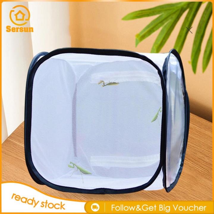 Sersun Folding Caterpillar Habitat Collapsible Mesh Cage for Caterpillar Nature Observation ...