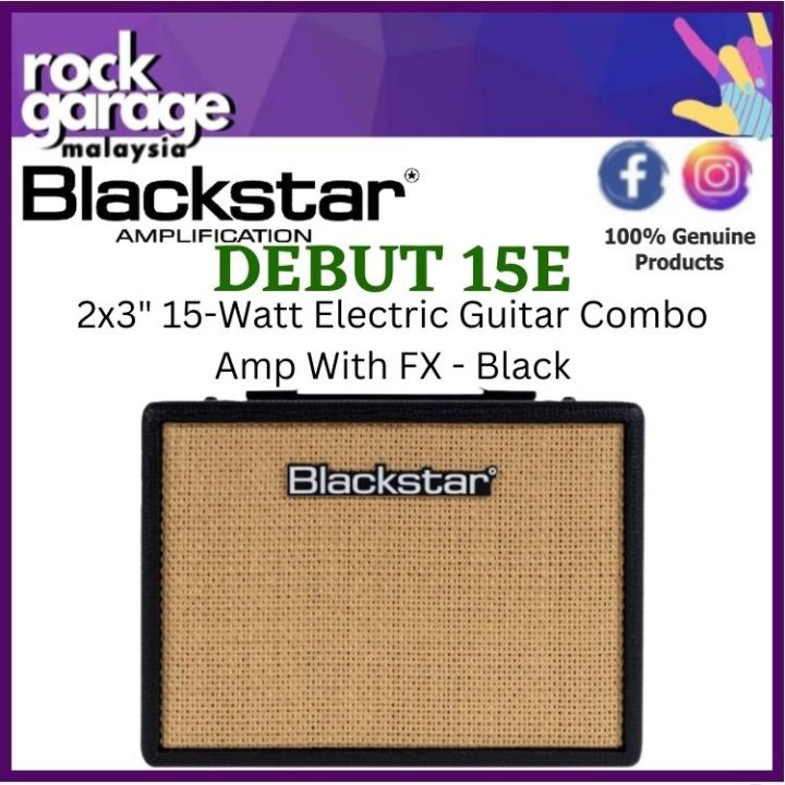 BLACKSTAR DEBUT 15E 2x3" 15-Watt Electric Guitar Combo Amp With FX - Black/Bronco Grey/Cream ...