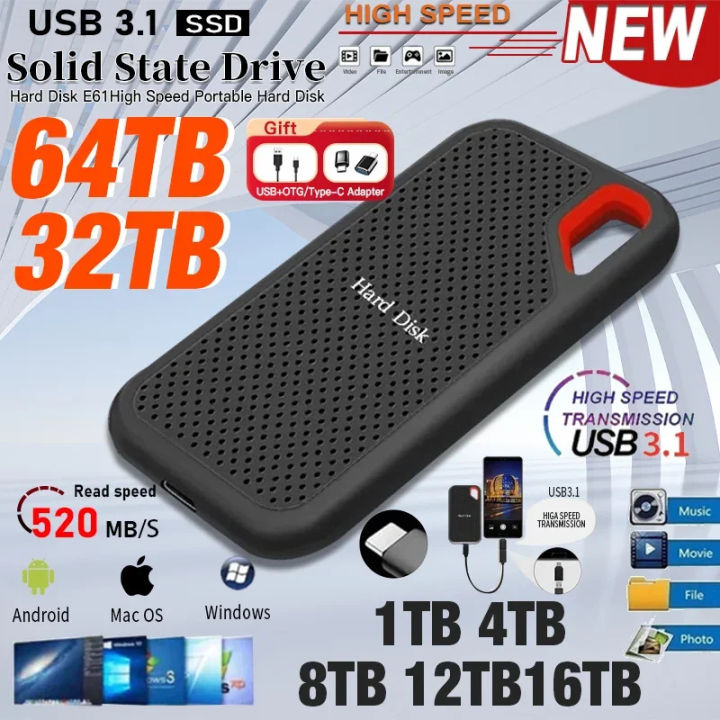 E61 SSD Portable External Hard Drive 2tb/1tb/500gb M.2 disk memory USB3 ...