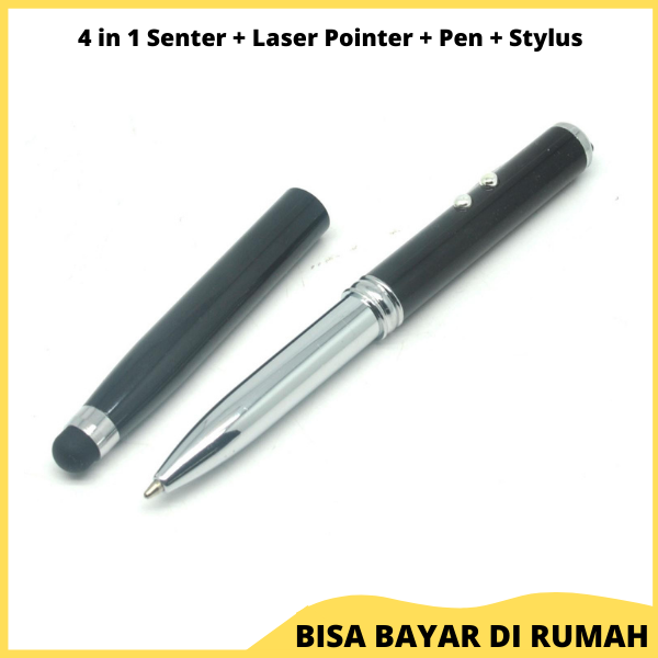 4 in 1 Senter + Laser Pointer + Pen + Stylus / Stik Penunjuk Presentasi ...
