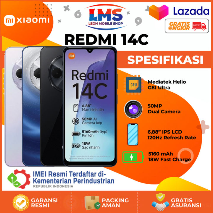Xiaomi Redmi 14C 8GB+256GB - Garansi Resmi 1 Tahun | Lazada Indonesia