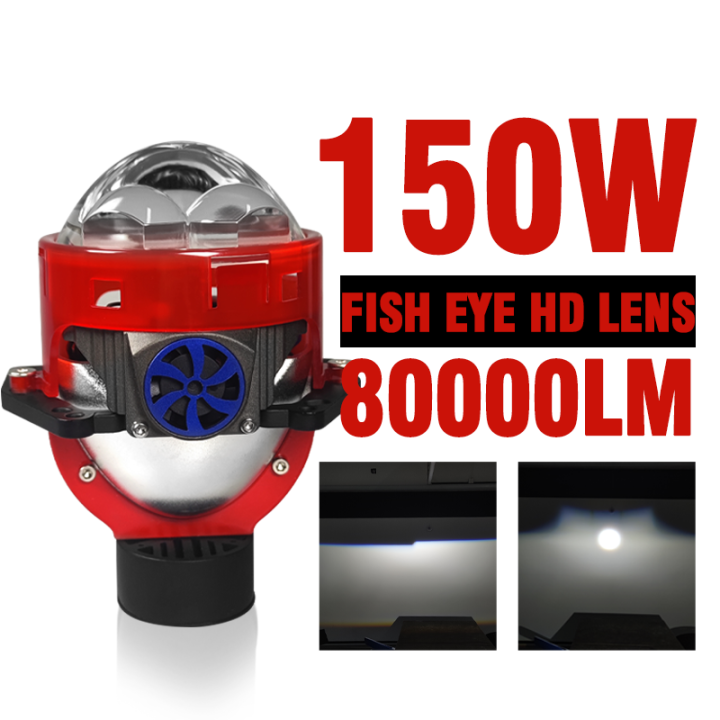 CAMOTO 1PC Dual LED Lens Halo Light Projector H4 H7 9005 9006 Automotive Headlights High and Low ...