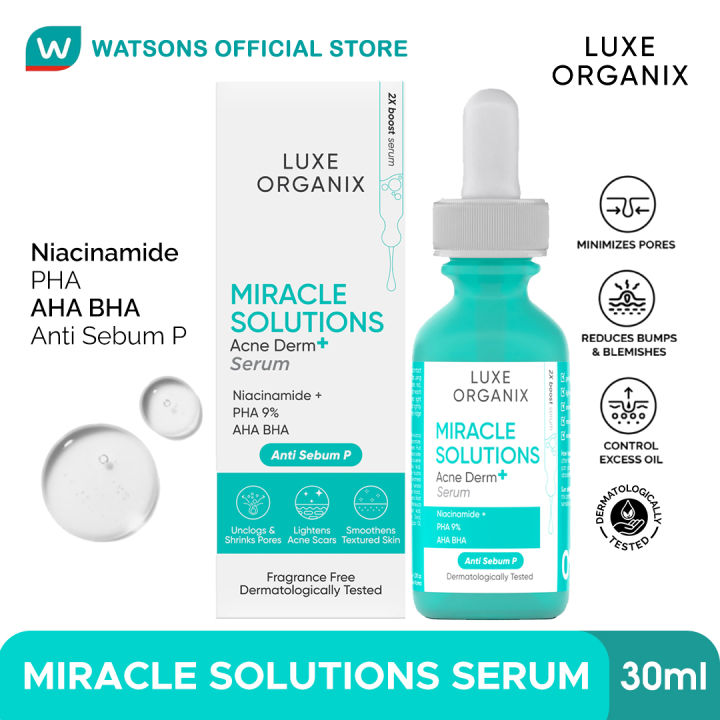 LUXE ORGANIX Miracle Solutions AHA BHA Serum 30ml | Lazada PH