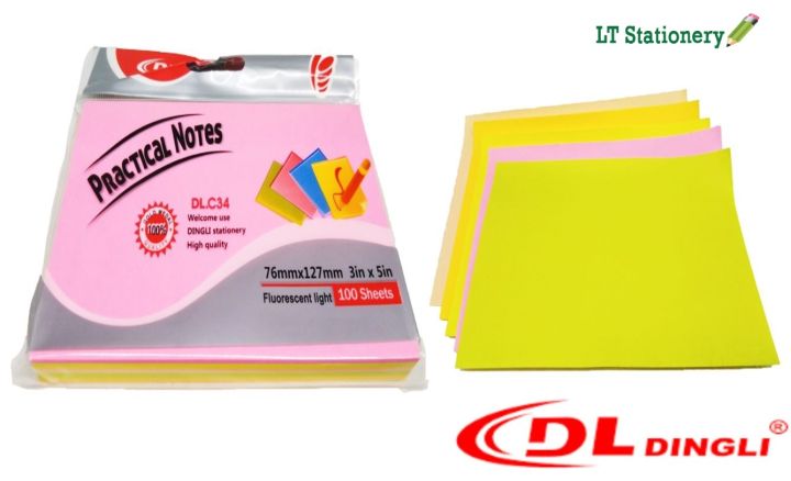 100 Sheets/Pad Sticky Note 5 Color 3 x 5 Inches (DLCN-12A) | Lazada PH