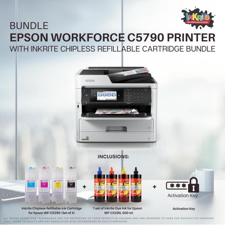 [BUNDLE] Epson WF-C5790 Printer with Inkrite Chipless Refillable ...
