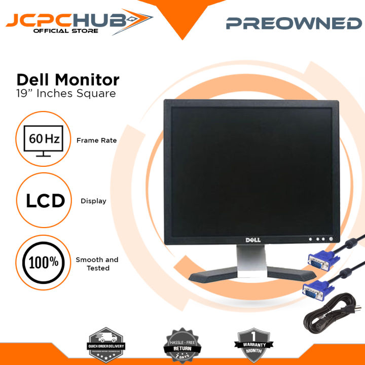 Dell Monitor 19 Inch LCD Square Screen Display with Power Cable & VGA ...