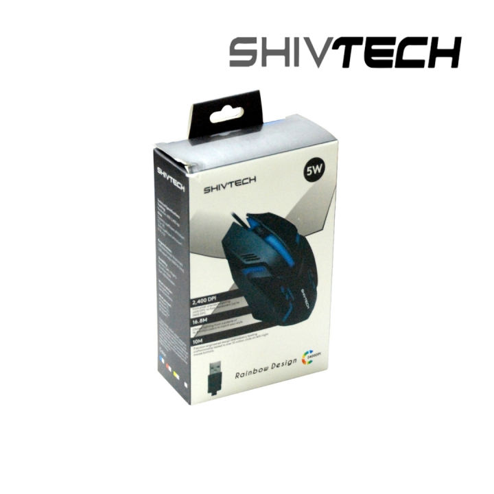 Shivtech 5W Wired Rainbow Design Mouse (Black) | Lazada PH