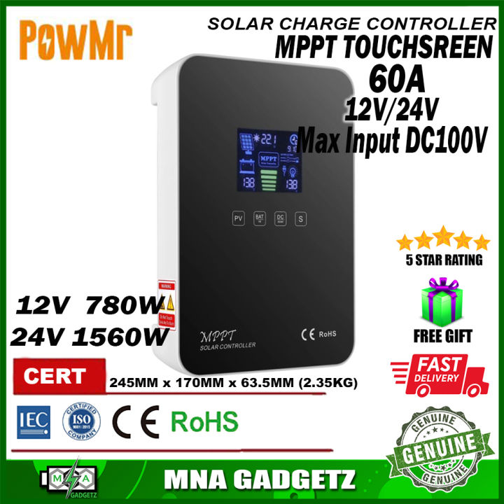 PowMR 12V / 24V Auto 40A 60A Solar Panel Charge Controller 100V SOLAR ...
