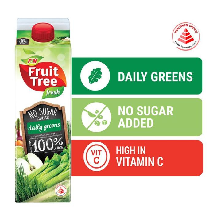 F&N Fruit Tree Fresh Daily Greens Mixed Fruit Juice - No Sugar Added ...