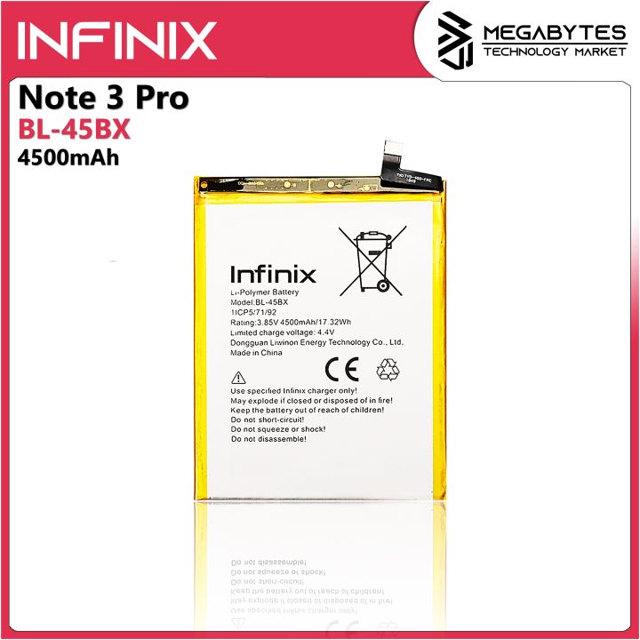 Infinix Note 3 Pro Battery X650C X650B Model BL-45BX 4500mAh Capacity ...