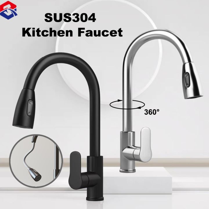 TQTQ SUS304 Kitchen Faucet Pull Out with Filter Tap Flexible 360 ...