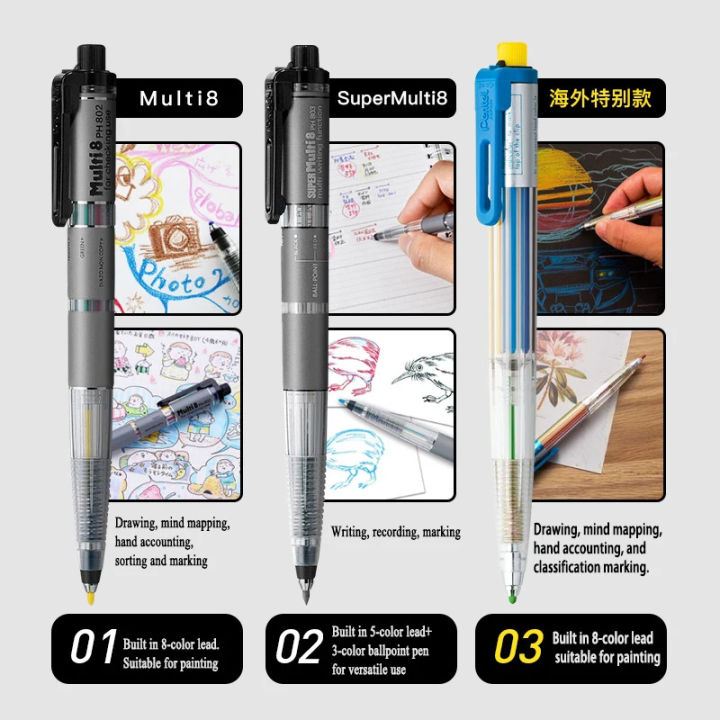 Japan Pentel Multi 8 Mechanical Pencil 2.0mm Automatic Knock Type ...