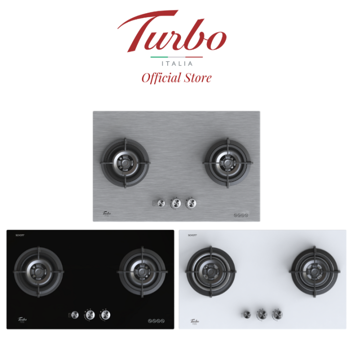 Turbo Italia - Turbo Incanto T772GV 77cm 2 burners built-in Glass Hob (Color-Metallic Silver ...