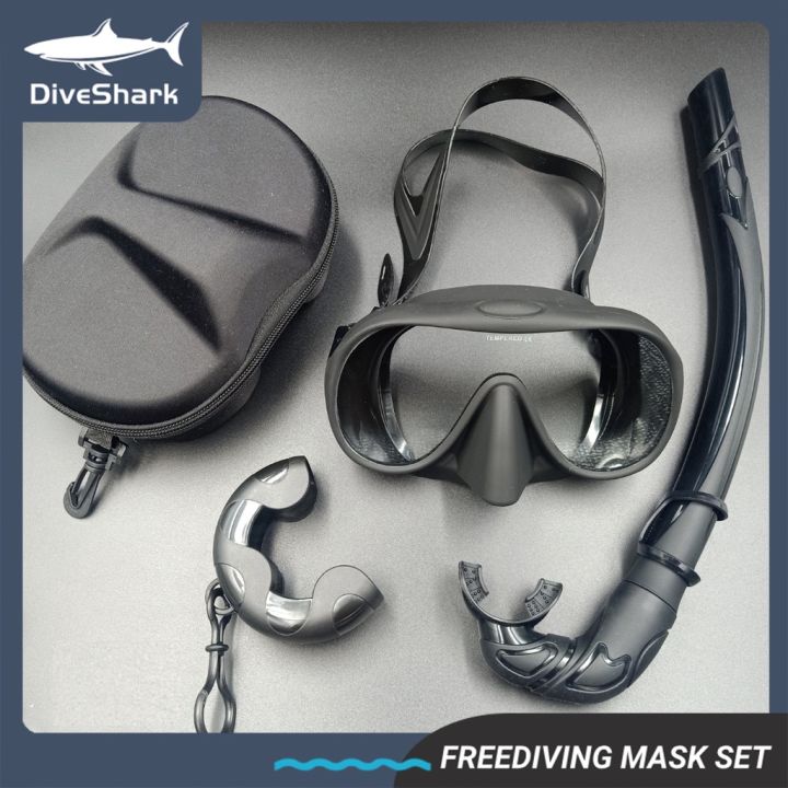 DiveShark Frameless Liquid Silicone Tempered Glass Freediving Mask with ...